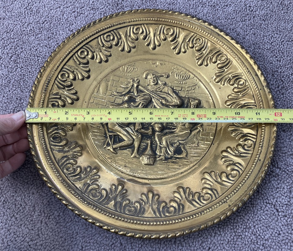VINTAGE EMBOSSED BRASS 12” WALL PLATE -ENGLAND | eBay