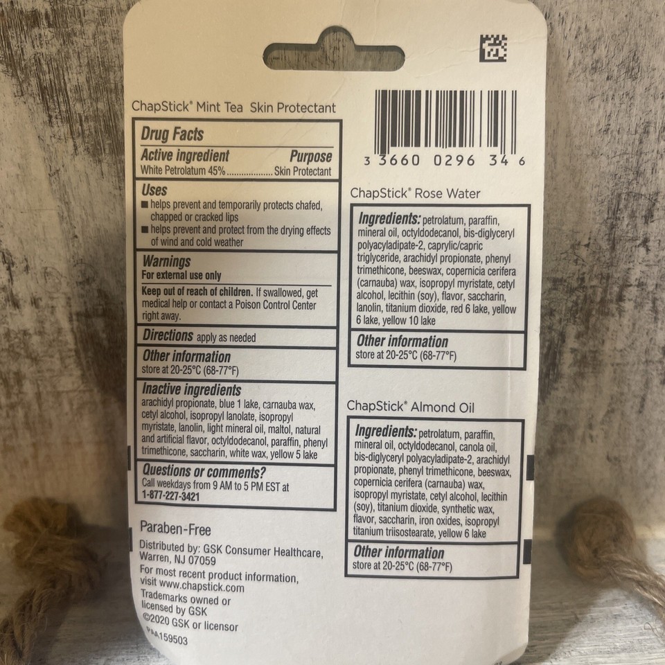 CHAPSTICK 3-PC SPA COLLECTION W/ MINT TEA, ROSE WATER & ALMOND OIL ...