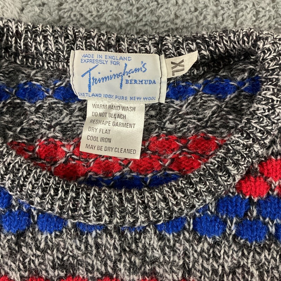 Trimminghams Bermuda Sweater Womens Extra Large Wool Cable Crewneck ...
