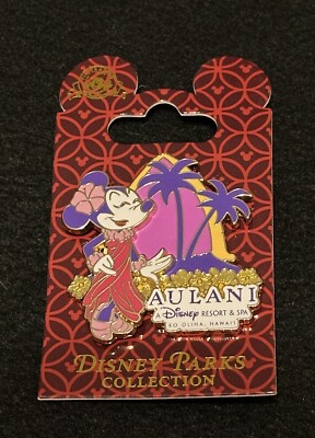Disney Aulani Hawaii Minnie Mouse in Dress with Lei and Palm Trees Pin ...
