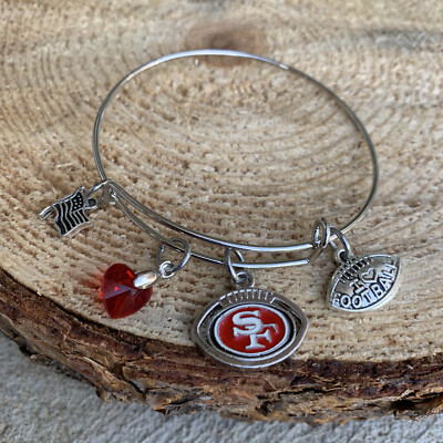 San Francisco 49ers Charm Bracelet Football Bangle Wire Bracelet US ...