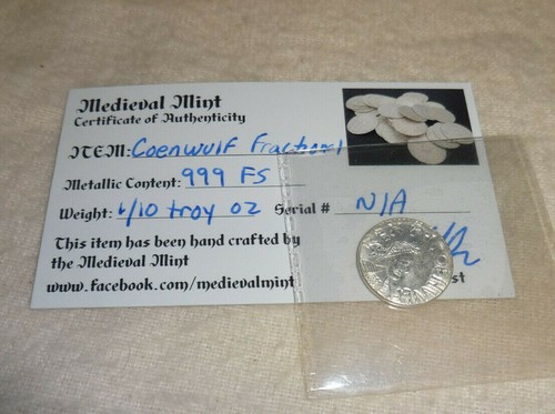 Medieval Mint Hand Made .999 Silver Coenwolf Fractional Round Coin 1/10 ...