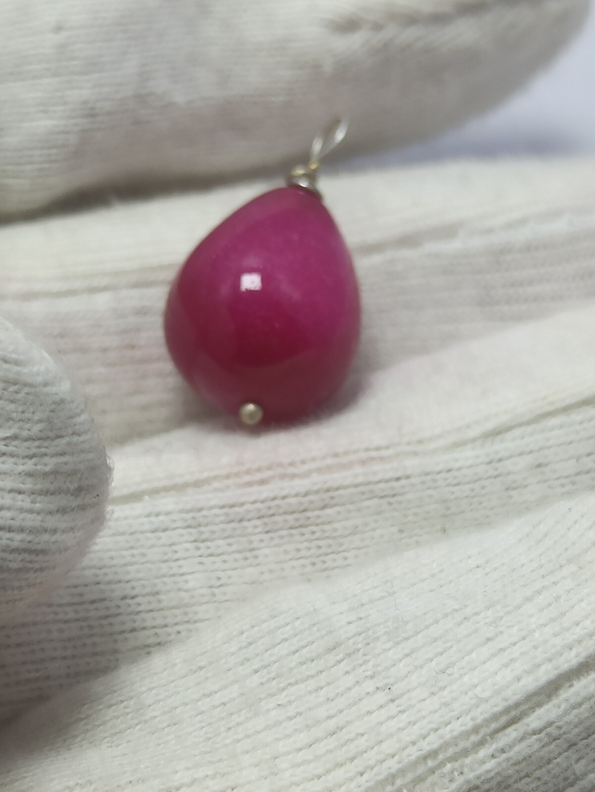 Ruby 925 String Silver Pedant Drop Smooth Beads 12x15 mm 14.10 Carat ...