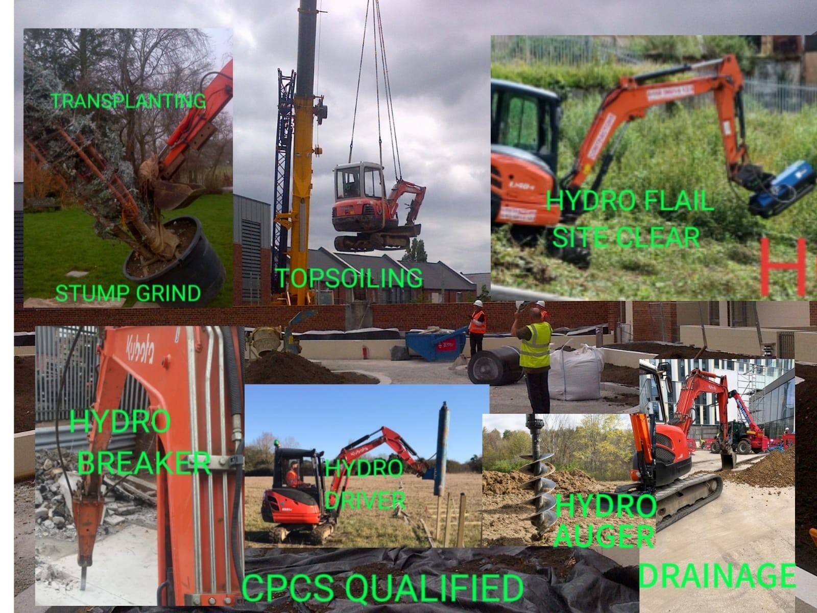 3t Digger Excavator Hydraulic Auger Post driver Breaker Flail Rake ...