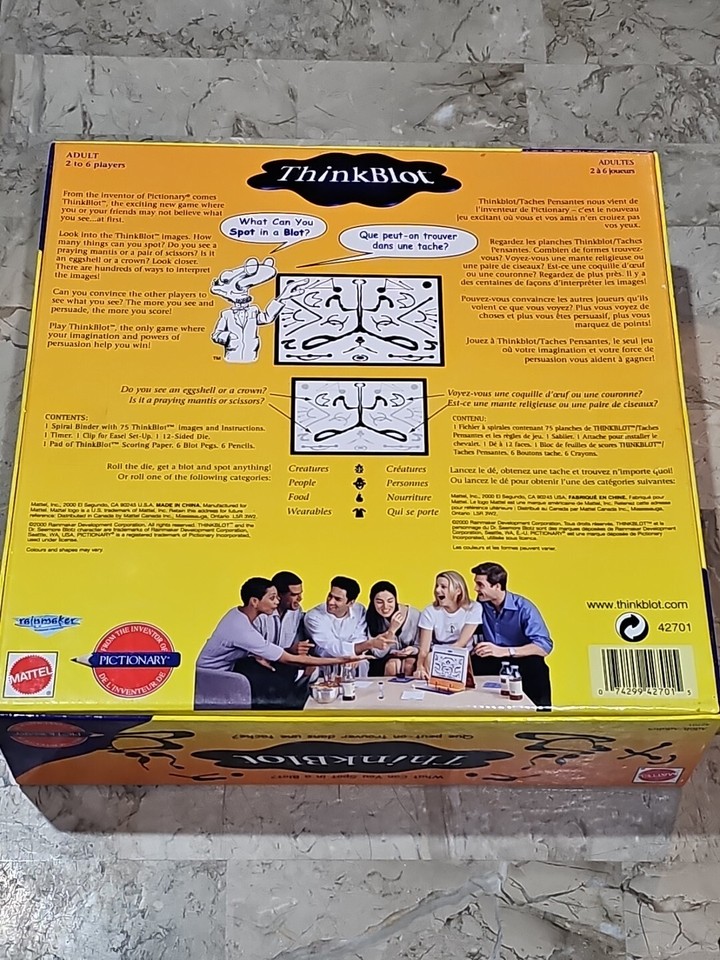Mattel ThinkBlot Game - What Can You Spot in a Blot? 1999 -Complete ...
