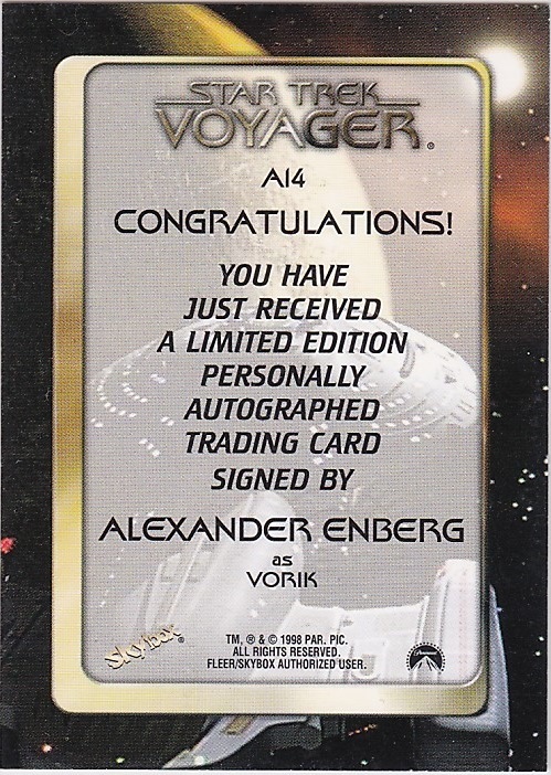 STAR TREK VOYAGER PROFILES A14 ALEXANDER ENBERG VORIK AUTOGRAPH | eBay