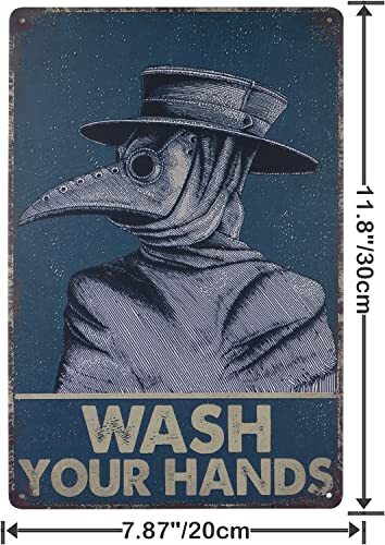 Retro Signs Wash Your Hands Vintage Metal Tin Signs Plague Doctor Wall ...