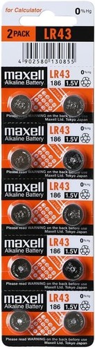 10 Maxell Alkaline LR43 186 Batteries 1.5V Coin Cell Button G12 Exp ...