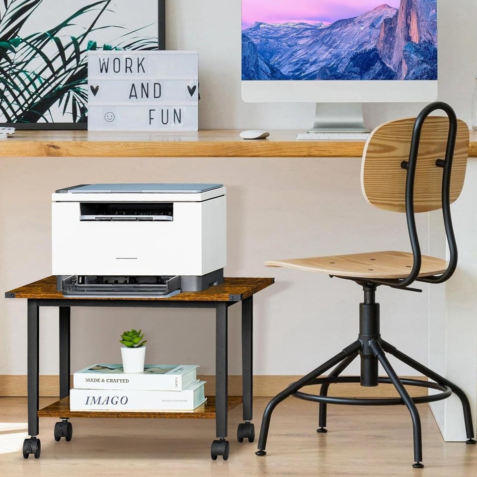 Mobile Printer Stand with Storage Shelf, Under Desk Rolling Printer Cart | eBay