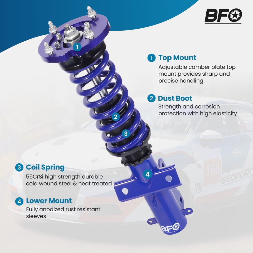 BFO Complete Coilover Kits For Ford Mustang 2005-2014 Adj. Height ...