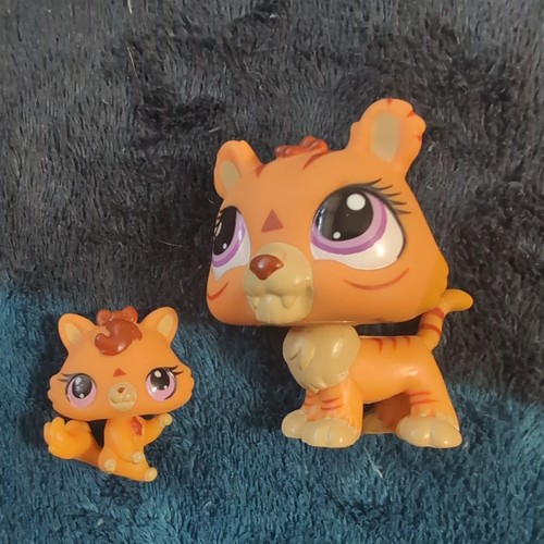 🔥🐸 Authentic Littlest Pet Shop LPS Set 3593 3594 Mama and Baby Tiger ...