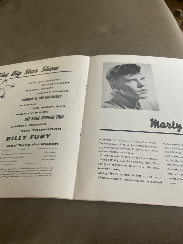 LARRY PARNES PRESENTS THE BIG STAR SHOW - BILLY FURY, PROGRAMME, 1962 ...