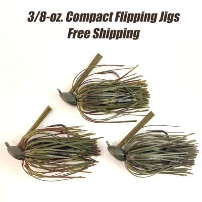 3-Pack Hand-Tied, 3/8-oz. Perfect Craw Compact Flat-Eye Flipping Jigs ...