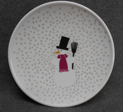 Bodum 8.5" Snowman Salad Plate - White with Snowflakes | eBay