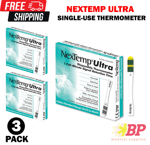 NexTemp ULTRA Disposable Single-Use Thermometers 100CT - 3 Pack ...