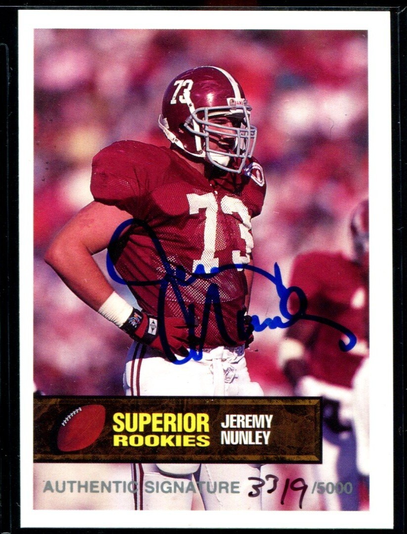 JEREMY NUNLEY Signed 1994 Superior Rookies AUTO Authentic Autograph ...