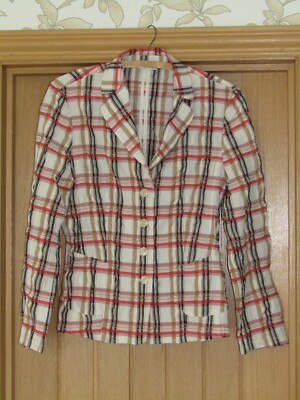 Gelco lightweight summer jacket blazer uk 12 ivory red black check ...