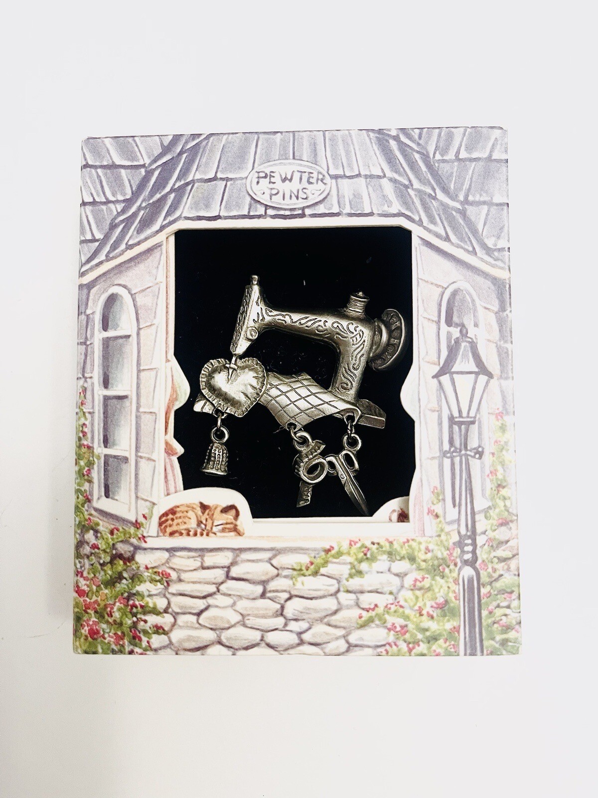 Fine Pewter Sewing Machine Brooch Charms Signed LCD Lindsay Claire ...