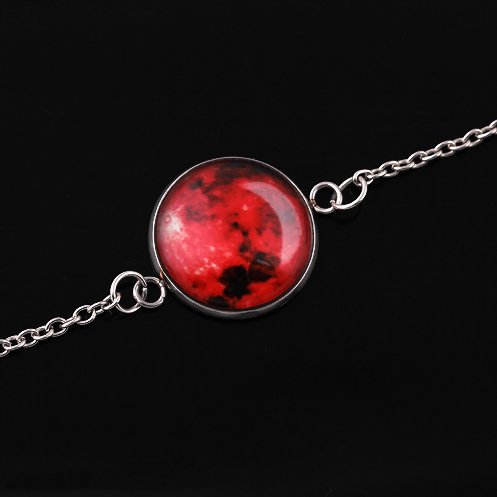 Bangle Round Shape Anti Rust Glowing Moon Round Pendant Bracelet ...