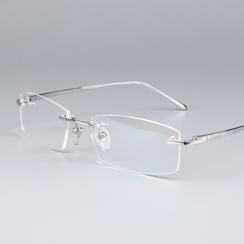Luxury Rimless Titanium Eyeglass Frames Business Style Glasses Women ...
