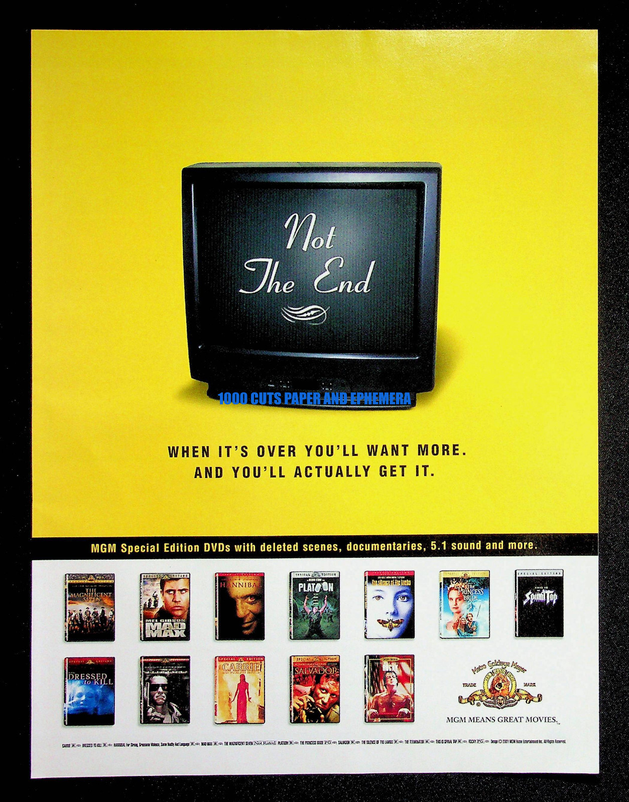 MGM DVD 2002 CRT Tube Television TV Trade Print Magazine Ad Poster ...