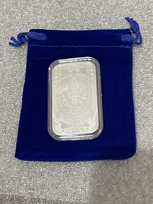 1 oz .999 Fine Silver Aztec Calendar Silver Bar * IN A CAPSULE & GIFT ...
