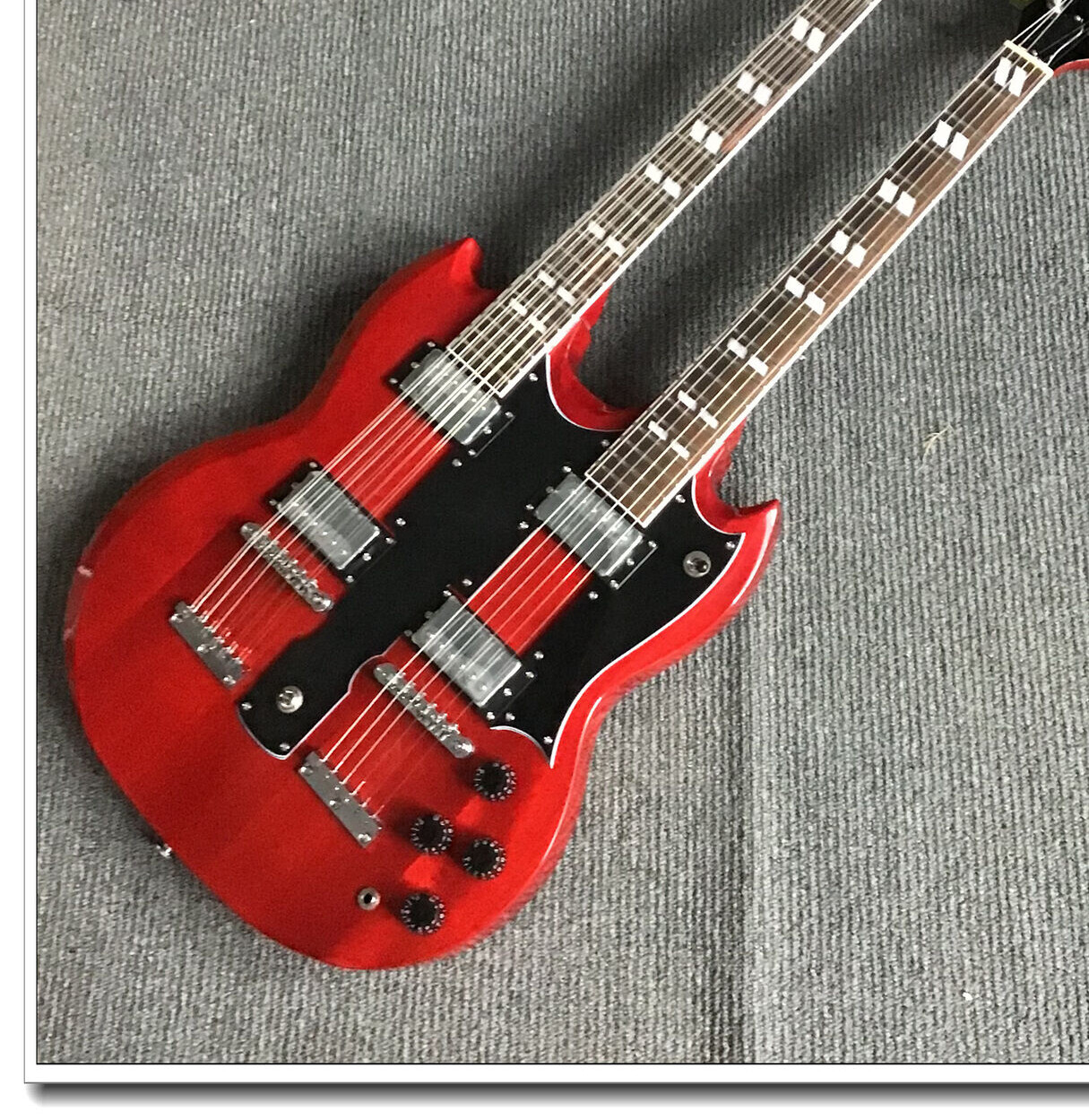 Red Double Neck Electric Guitar 12+6 Strings High End Finish with Good ...