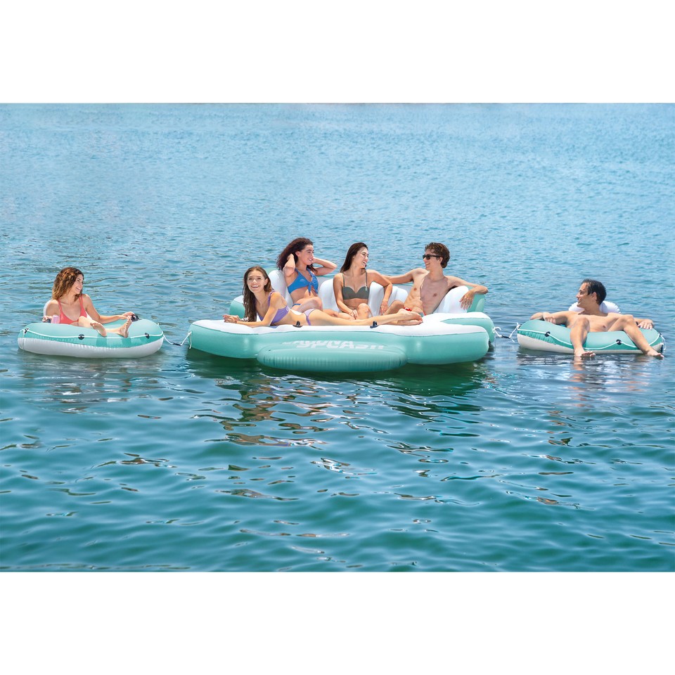 Laguna Splash Island Floating Water Raft w/ 2 Detachable Lounge Tubes ...