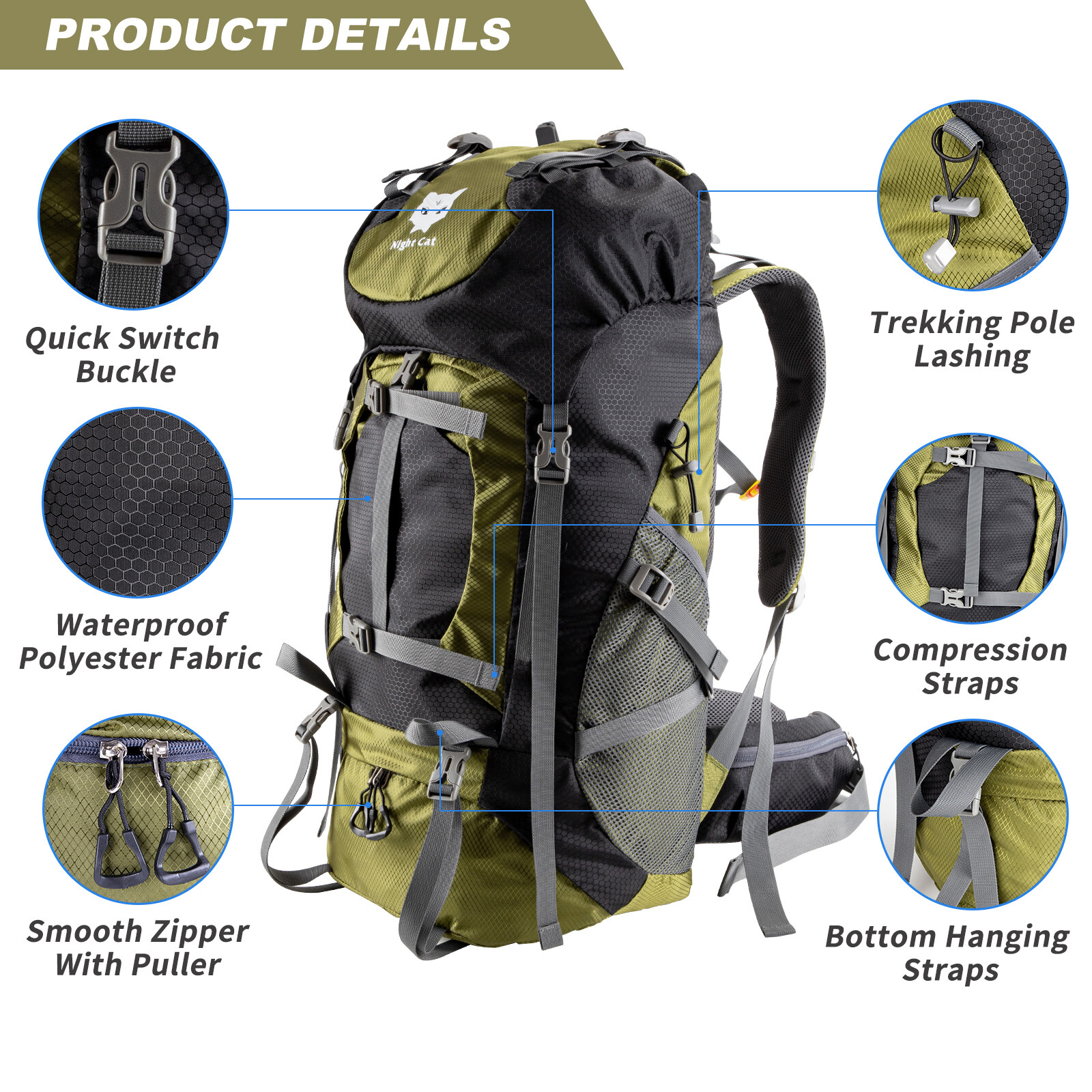 70L Waterproof Outdoor Mountaineering Backpack For Camping Hiking ...