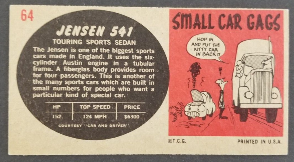 Vintage 1961 Topps Sports Cars Card #64 (Pretty Sharp) | eBay