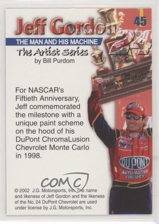 2002 Jeff Gordon Bill Purdom Artist Series Jeff Gordon #45 HOF | eBay