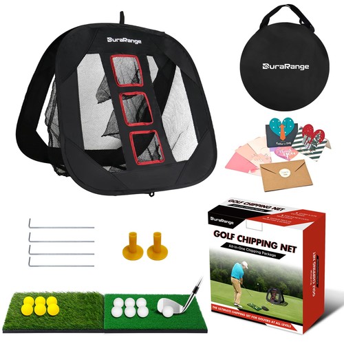 Pop-up Golf Chipping Net Set - Foldable Training Kit with 2 Hitting ...