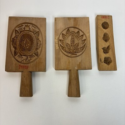 Vintage Chinese Wood Mooncake Candy Molds – Hand Carved, Red Workshop ...