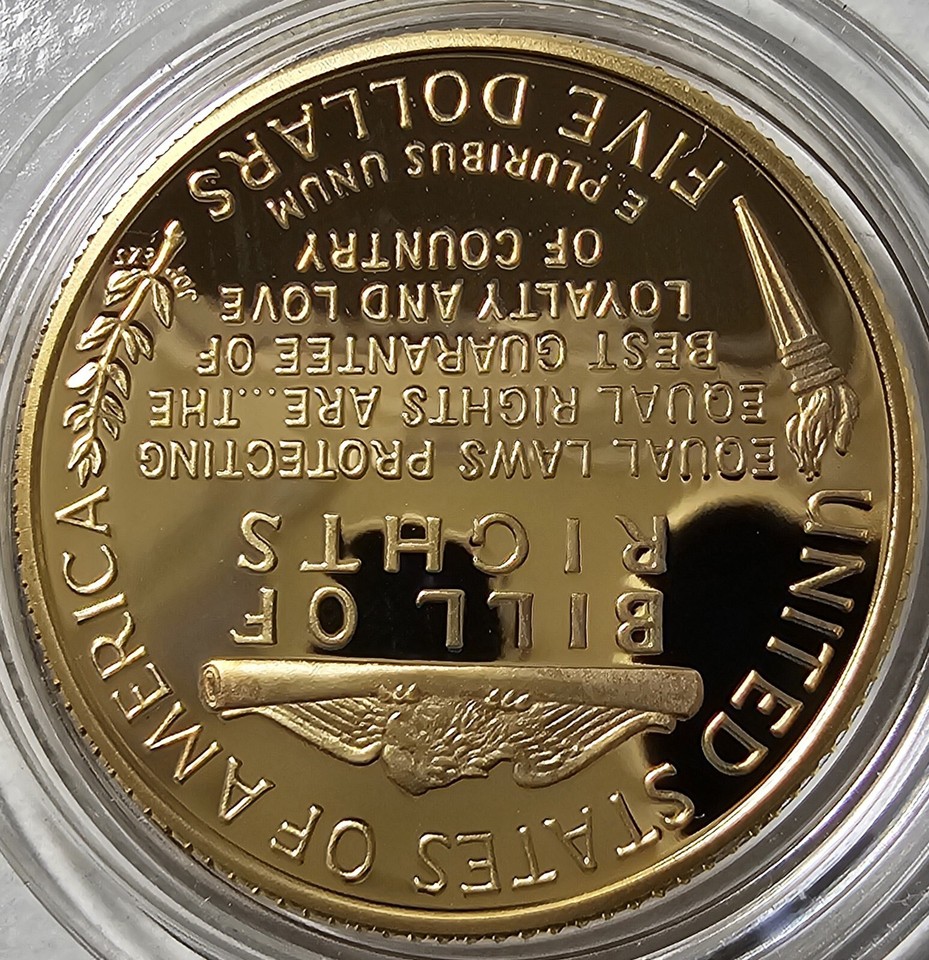 1993 W Liberty James Madison Bill Of Rights Proof Commemorative $5 Gold ...