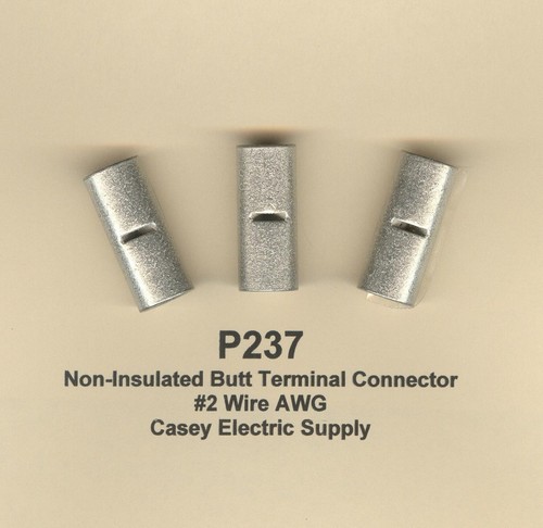 10 Non Insulated BUTT Terminals Connectors Uninsulated #2 Wire Gauge ...