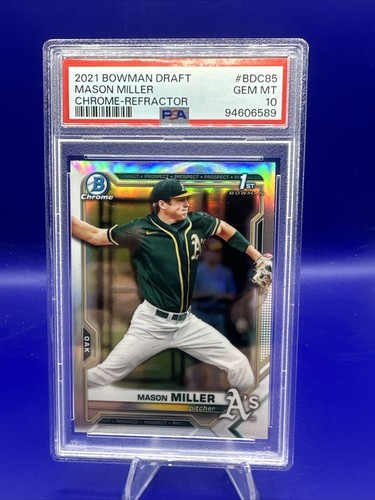 2021 Bowman Draft MASON MILLER #BDC85 1ST RC Chrome Refractor PSA 10 ...