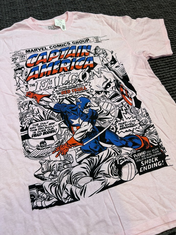 CAPTAIN AMERICA T-SHIRT - MARVEL COMICS FALCON PINK CLOTHING - MEN'S ...