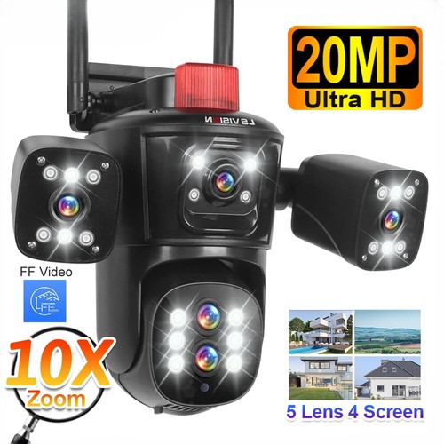 20MP WiFi IP Camera Four Screens 10X Zoom Wireless PTZ CCTV Cam ...