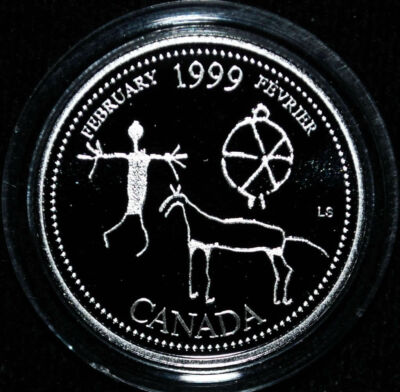 1999 - 25 cents Silver Proof Coin Heavy Cameo Millennium of Canada ...