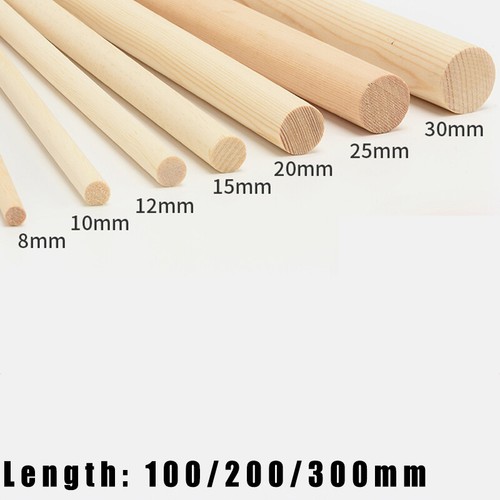100 200 300mm Length Round Pine Wood Wooden Craft Sticks Dia 8mm - 28mm ...