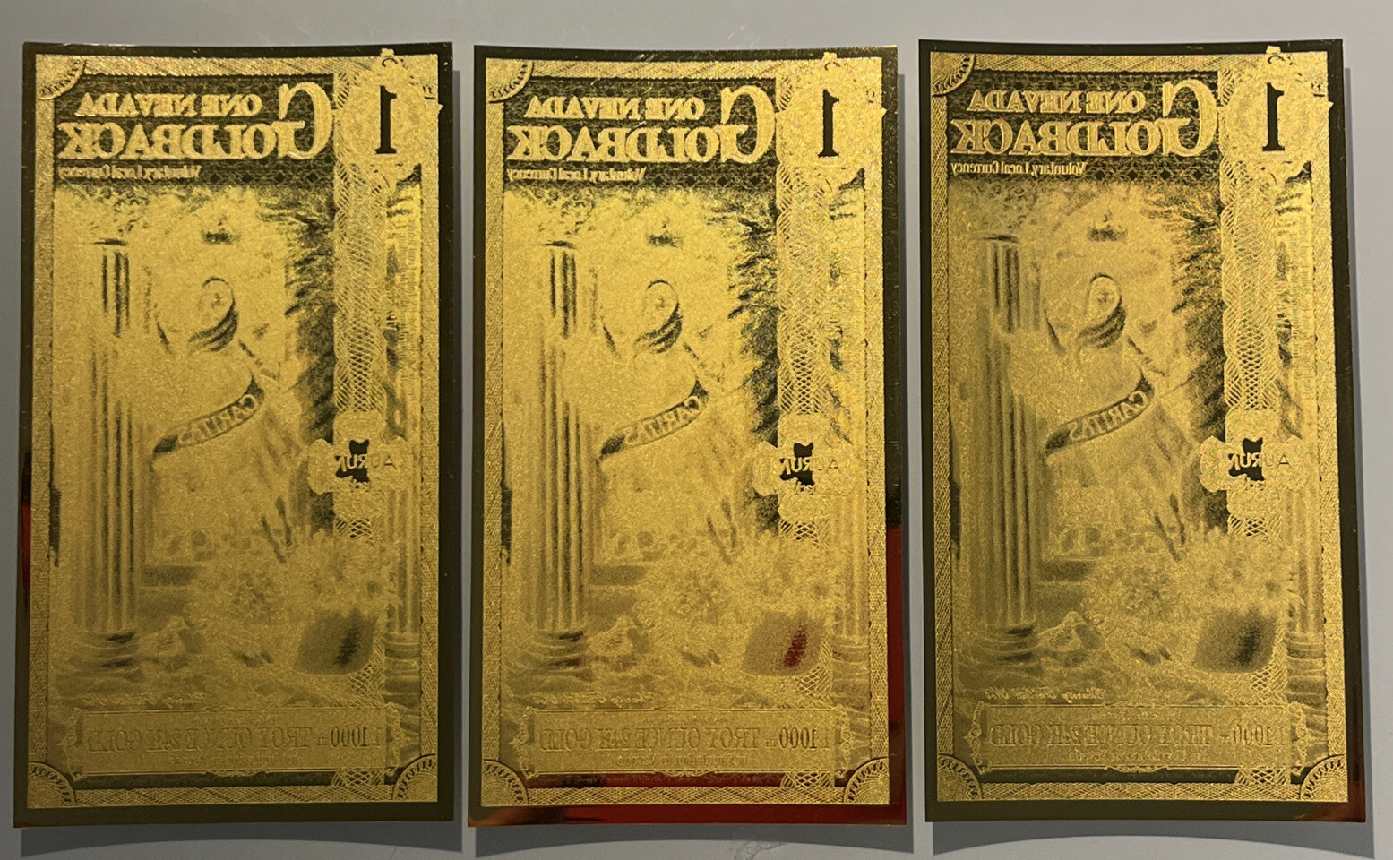 AURUM 1/1000 ounce 24kt GOLD UTAH GOLDBACKS 2020 UNITED STATES 3 NOTE ...