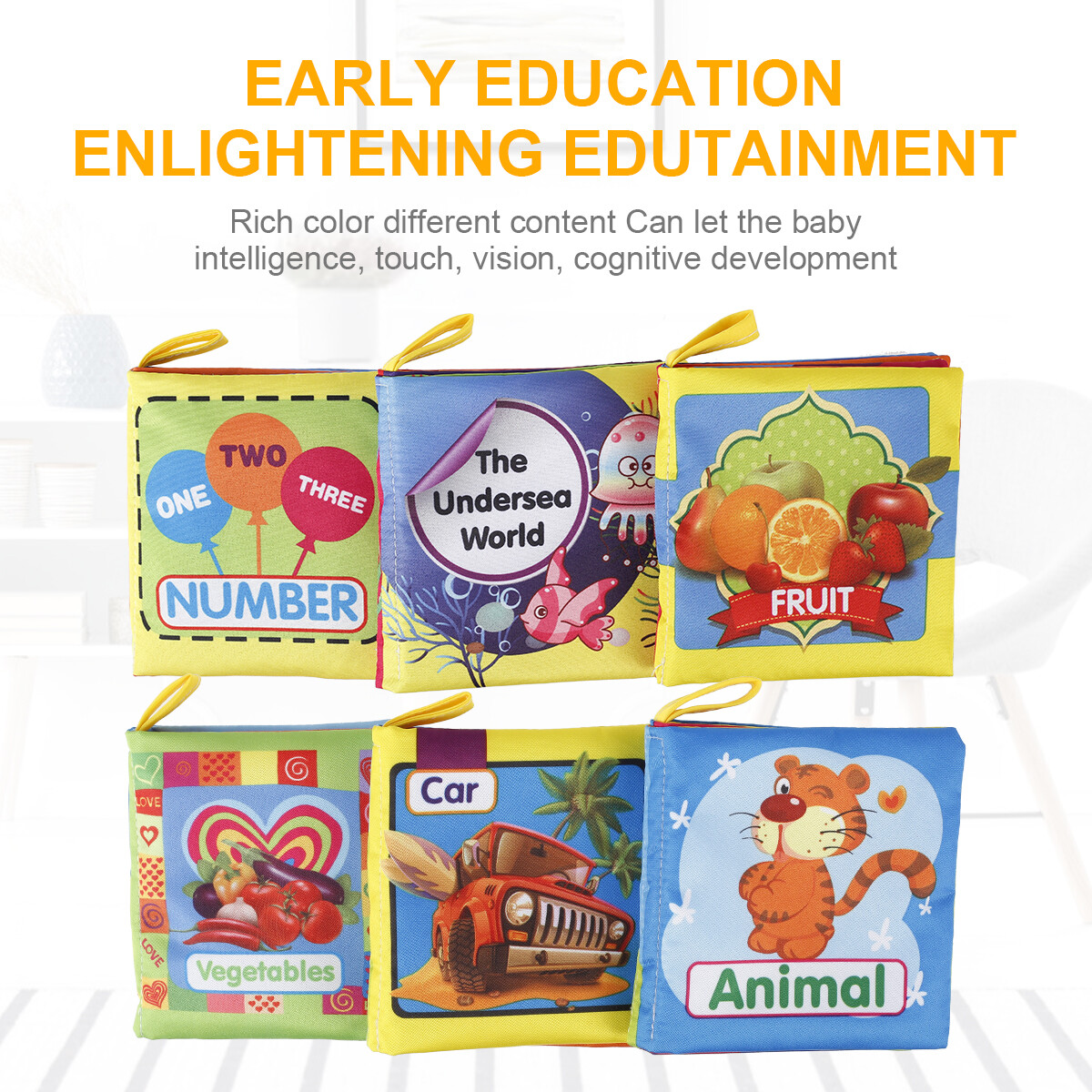 Baby Cloth Book with Sound Paper Animal Cloth Books Educational ...