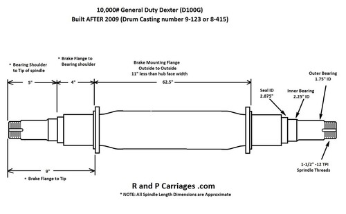 Dexter Trailer Axle 10,000# Axel Beam 73.5" Hub Face 10K 9-123 8-415 ...