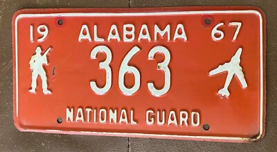 Alabama 1967 MILITARY NATIONAL GUARD License Plate NICE QUALITY # 363 ...