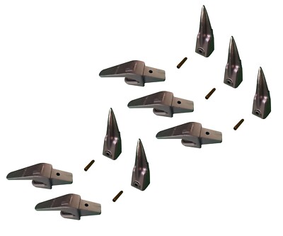 5 Mini Excavator Bucket Teeth, Weld-on Shanks 1" Lip, & Pins - X156TL ...
