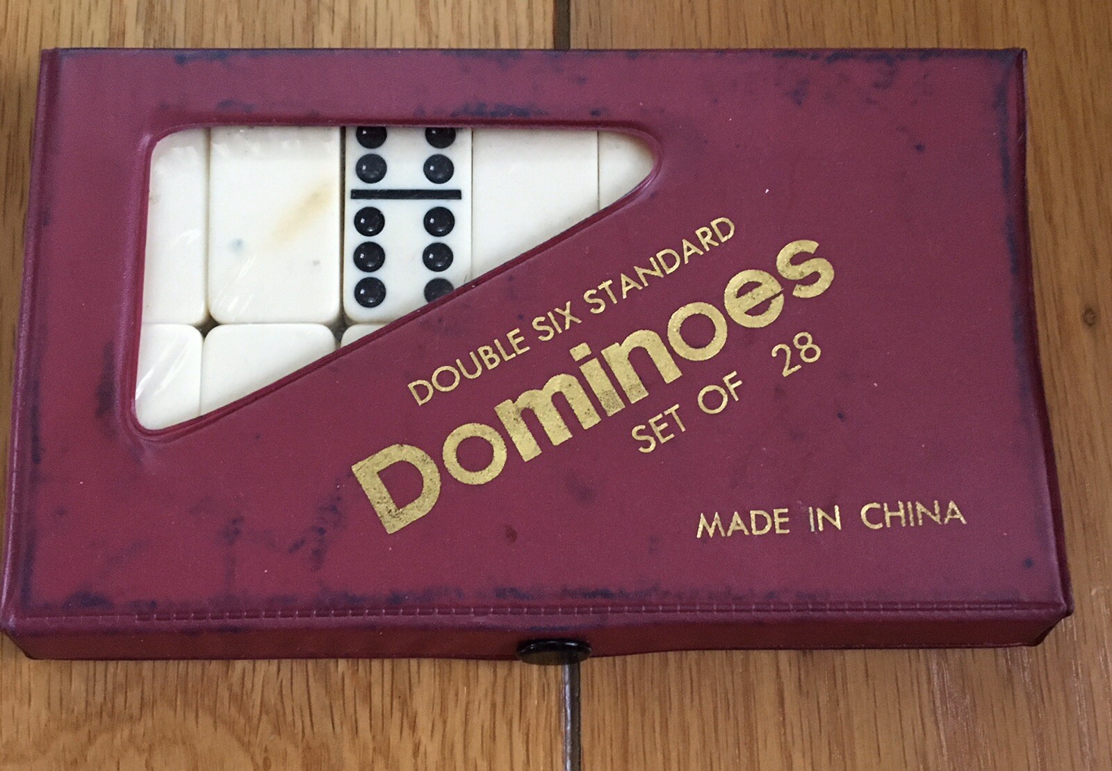 Double Six Standard Dominoes Set Of 28 Ivory Tiles Original Vinyl Case ...