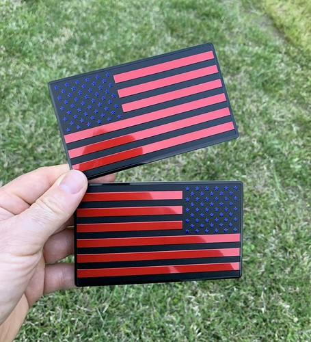 USA Metal Flag Emblem for Cars 2pcs Forward and Reverse (5"x3" Black ...