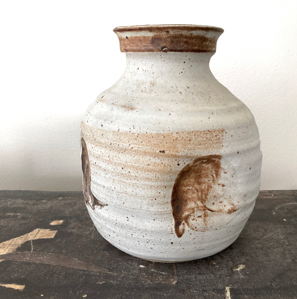 Vintage 1970s Shino Glazed Hand Thrown Pot Vase Studio Art Pottery ...