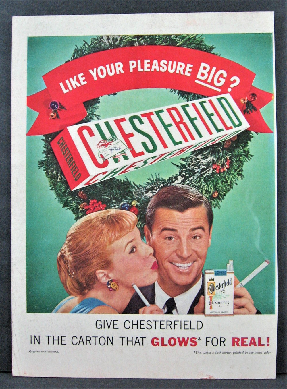 Vintage Chesterfield Cigarettes Magazine Ad Full Page Luminous ...