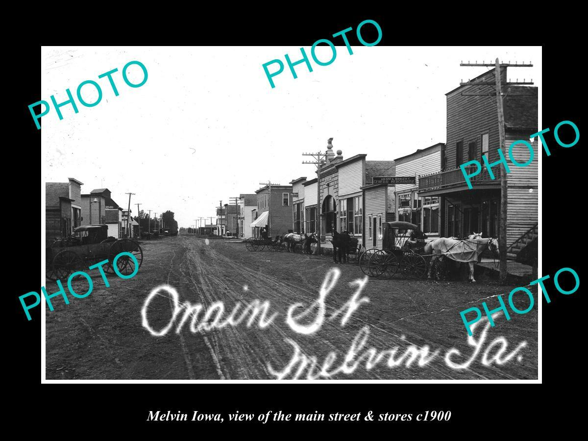 OLD 8x6 HISTORIC PHOTO OF MELVIN IOWA VIEW OF THE MAIN ST & STORES ...